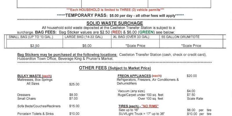 Transfer Station | Town of Castleton VT